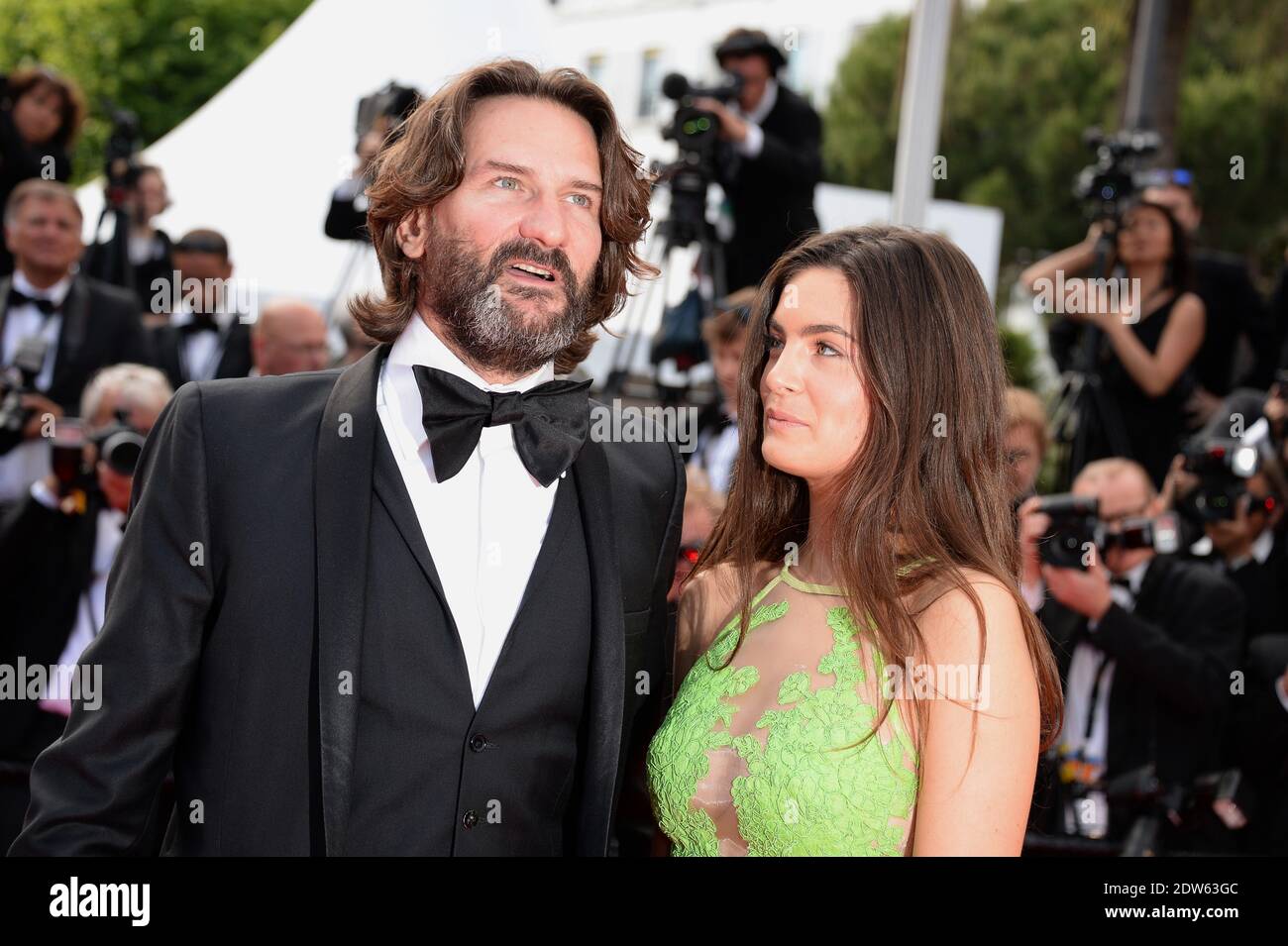 Frederic Beigbeder and his wife Lara arriving at Saint-Laurent ...