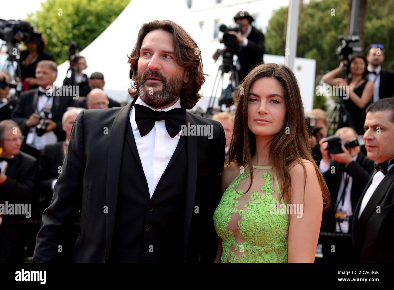 Frederic Beigbeder and his wife Lara arriving at Saint-Laurent ...