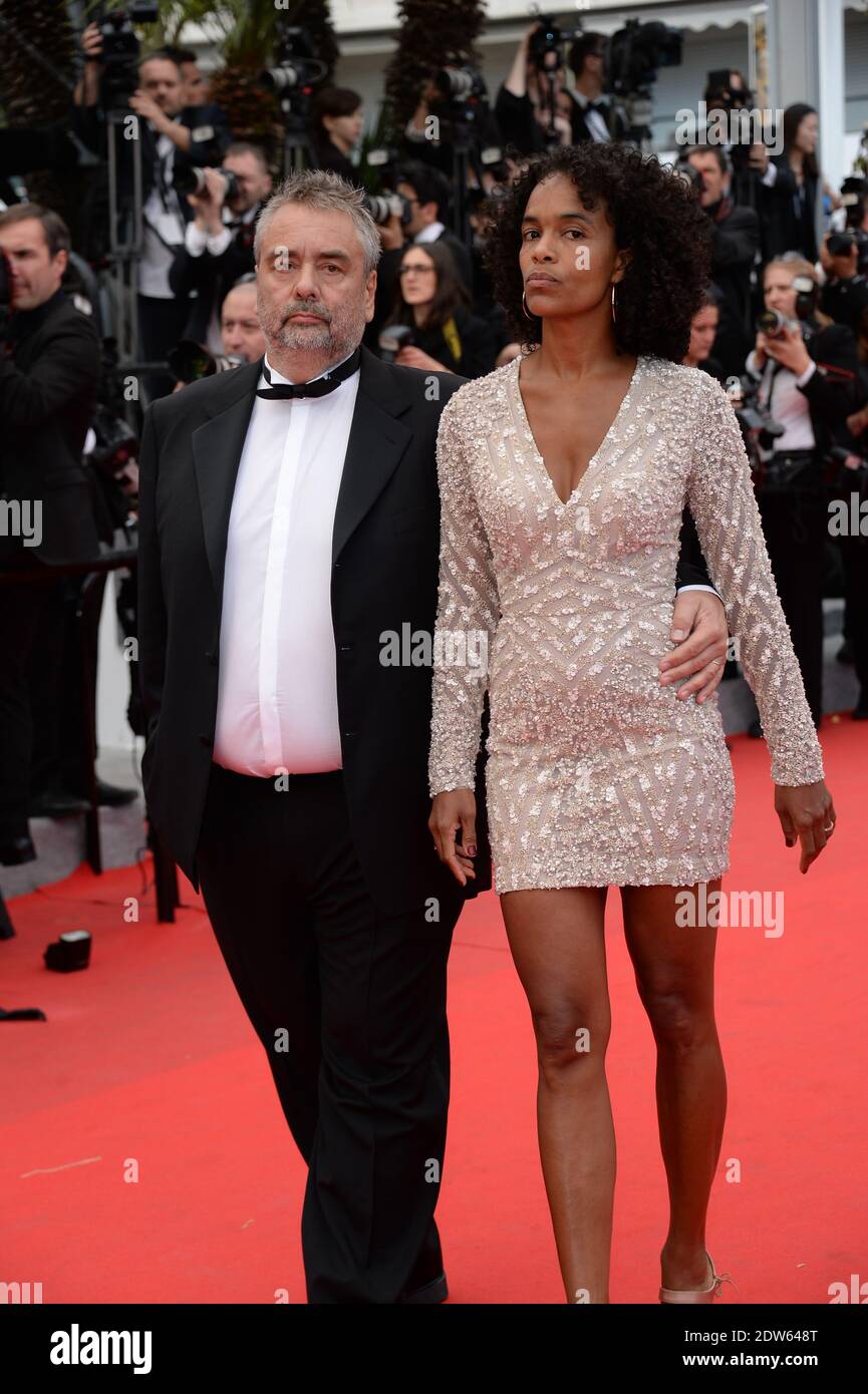 Luc Besson and Virginie Silla arriving at Saint-Laurent screening held ...
