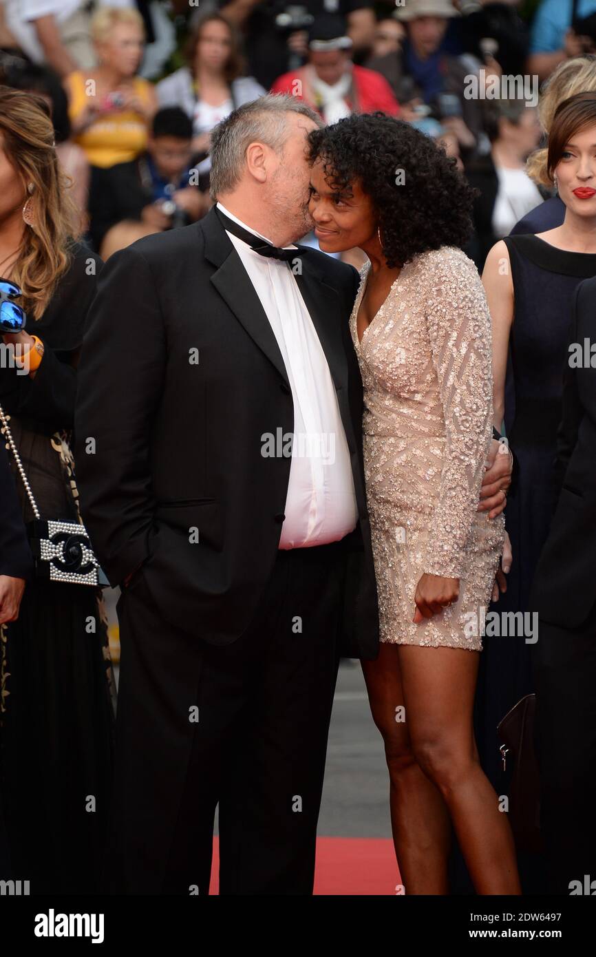 Luc Besson and Virginie Silla arriving at Saint-Laurent screening held ...
