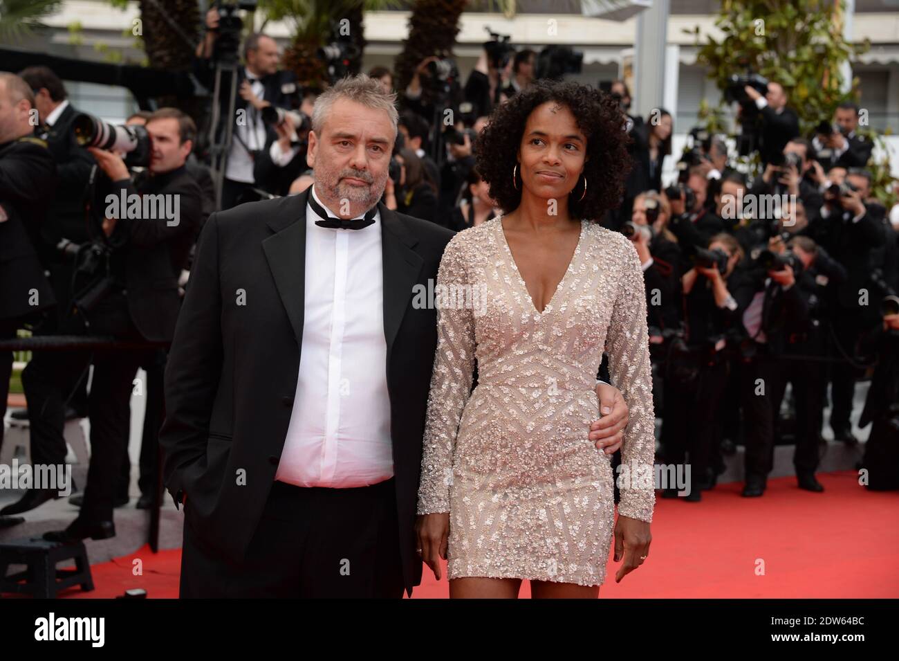 Luc Besson and Virginie Silla arriving at Saint-Laurent screening held ...