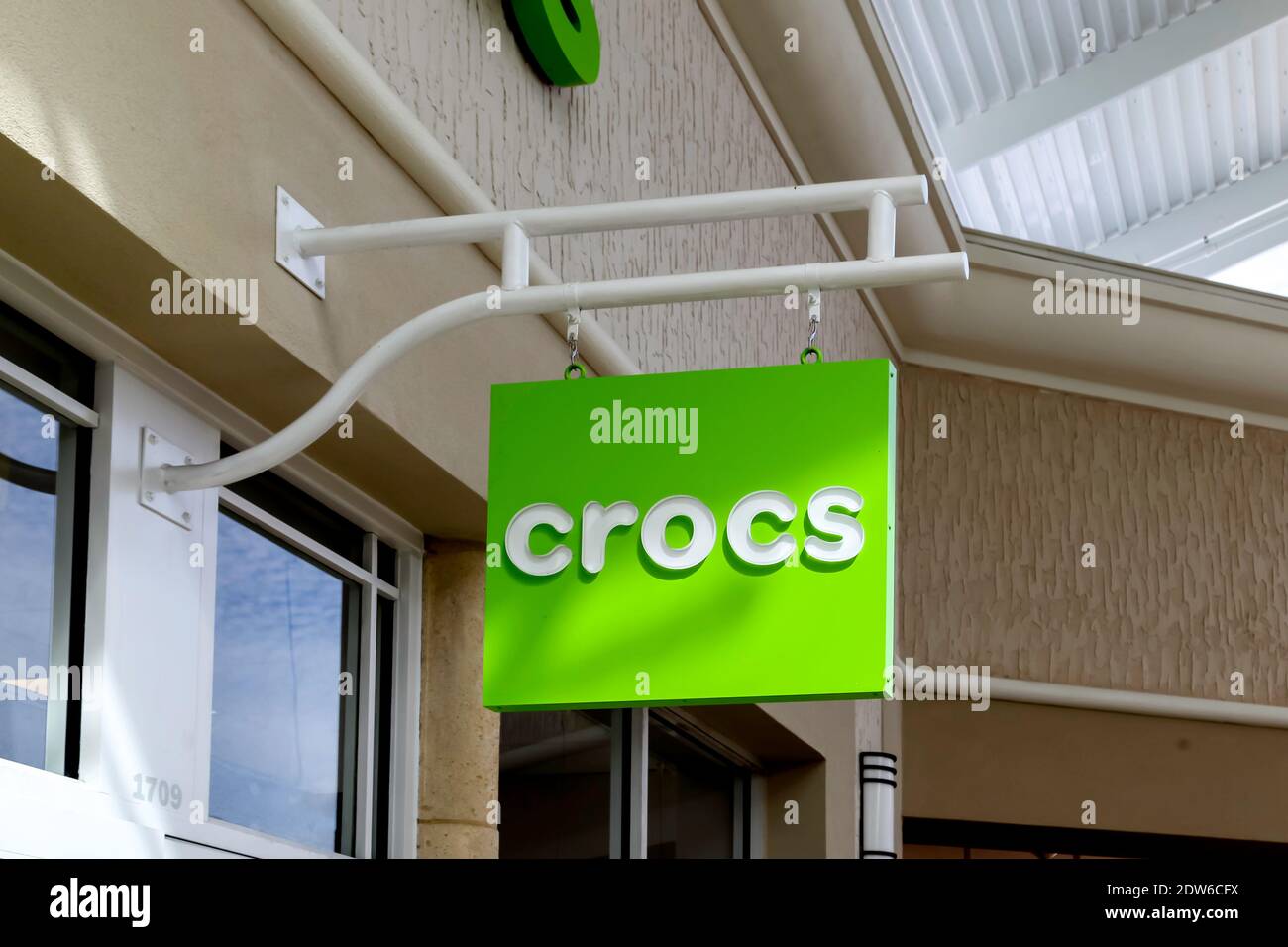 Orlando, Florida, USA- February 24, 2020: Crocs store sign in Orlando ...