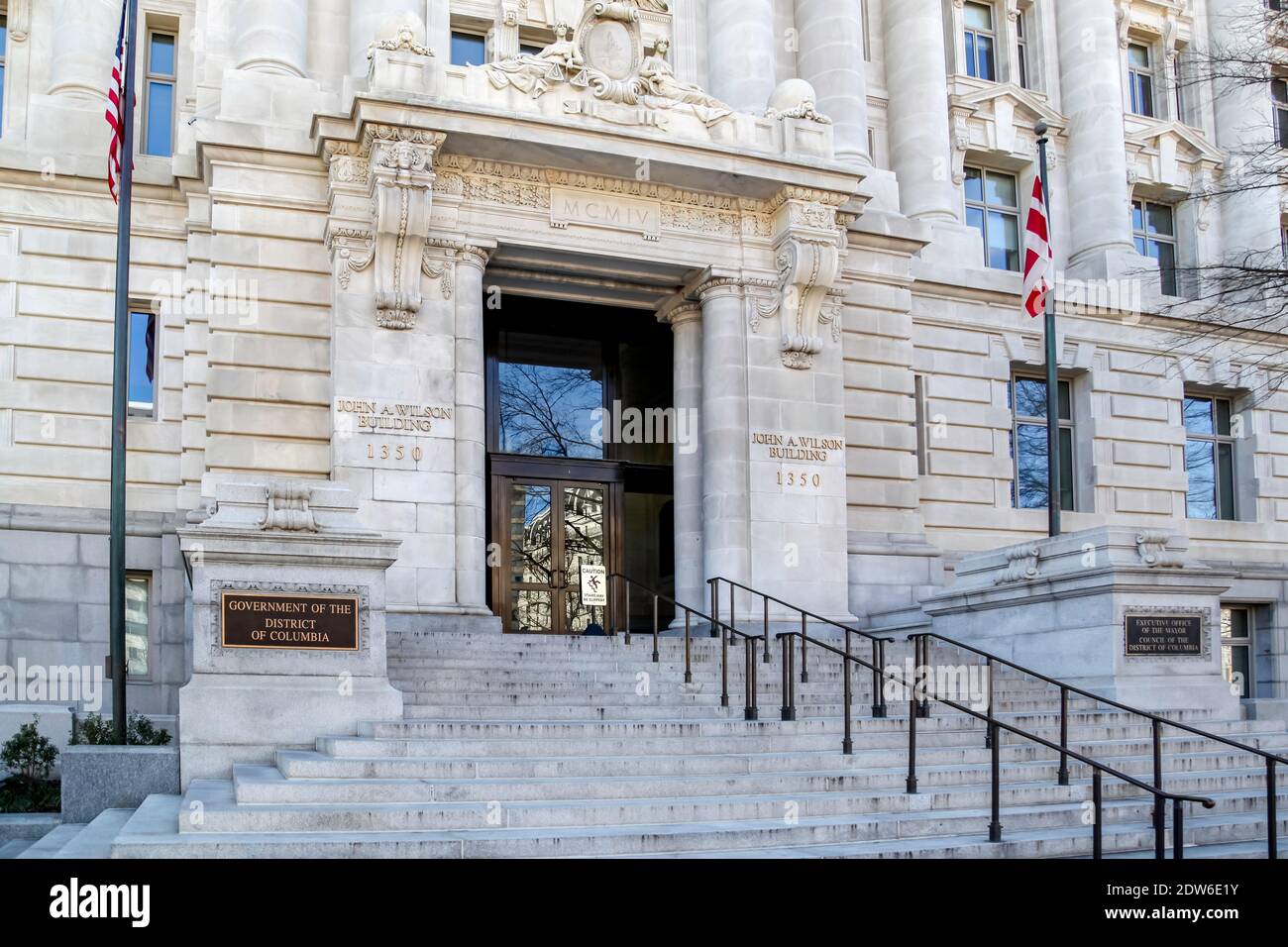 The entrance of John A. Wilson Building in Washington D.C., USA Stock ...