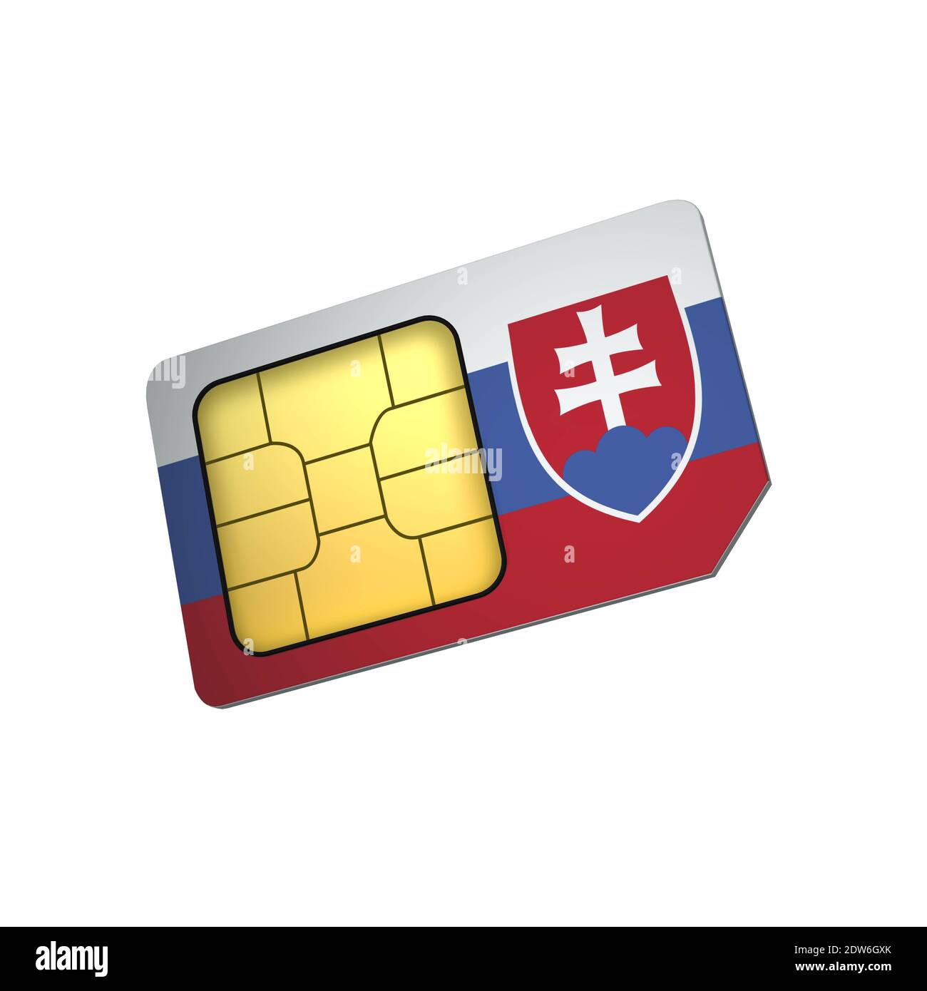 3D mobile phone sim card chip with Flag of Slovakia isolated on a white ...