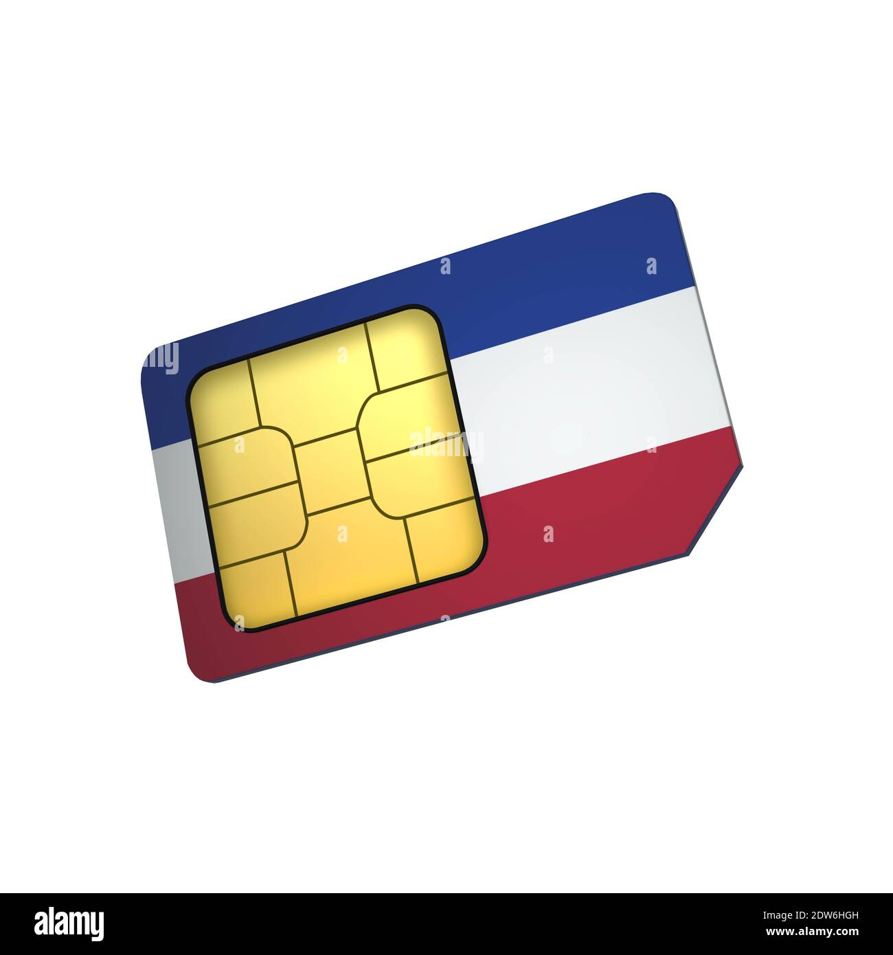 3D mobile phone sim card chip with Flag of W isolated on a white ...