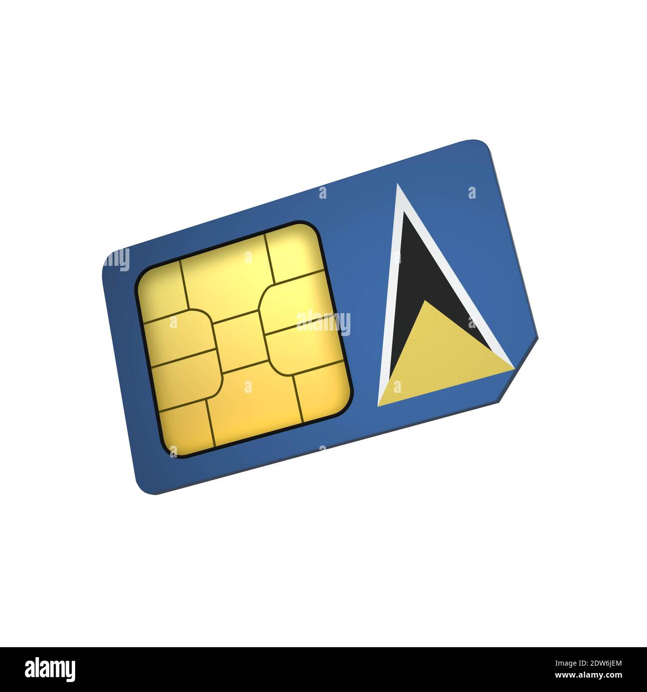 3D mobile phone sim card chip with Flag of Saint Lucia isolated on a ...