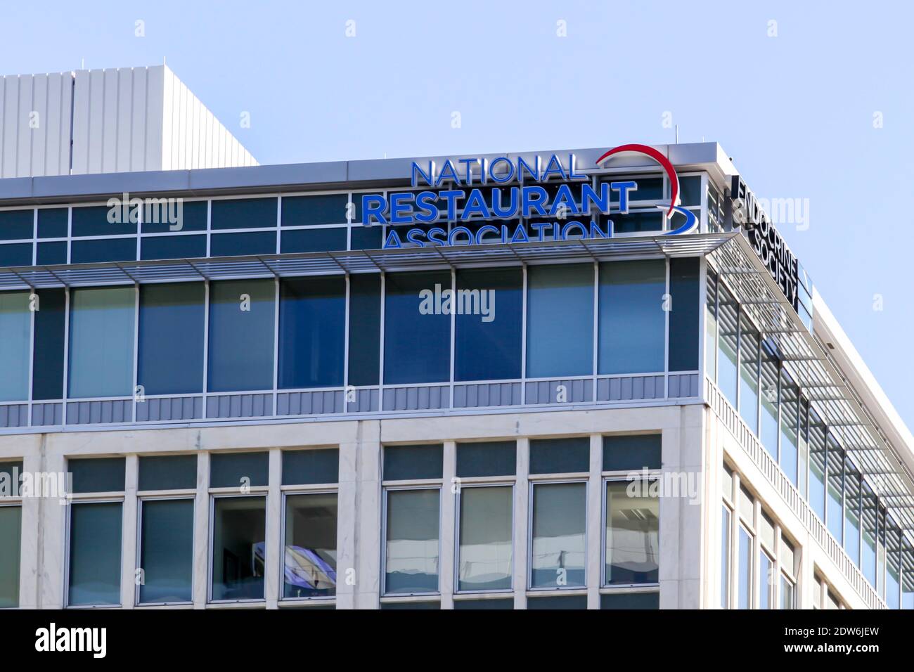 Sign of National Restaurant Association on their headquarters building ...