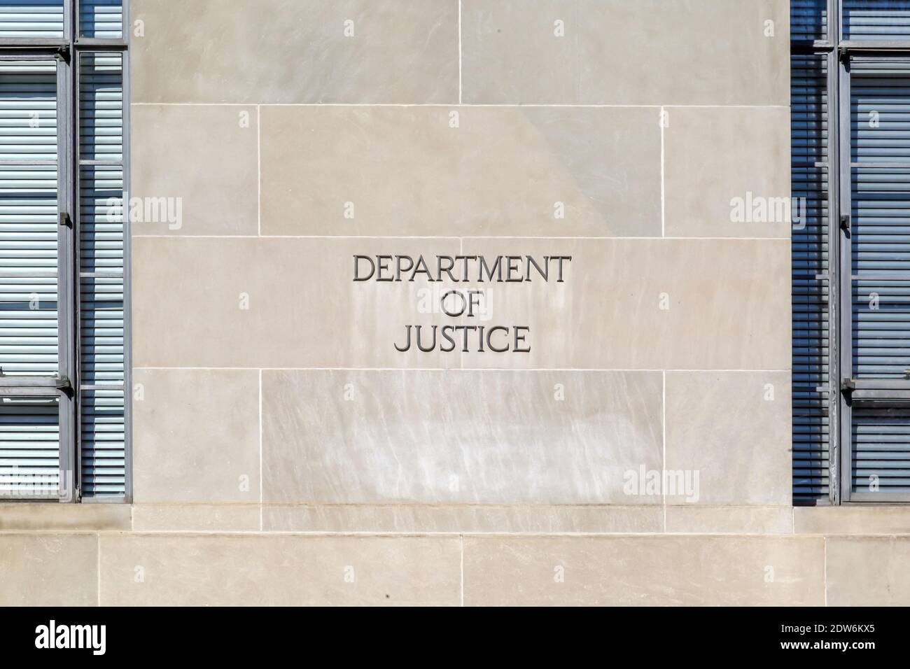 A sign of United States Department of Justice(DOJ) outside their ...