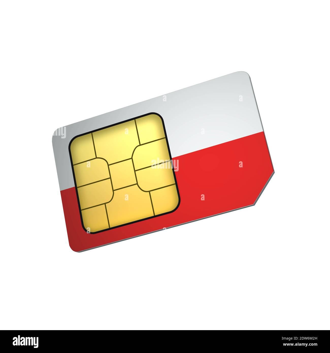 3D mobile phone sim card chip with Flag of Poland isolated on a white ...