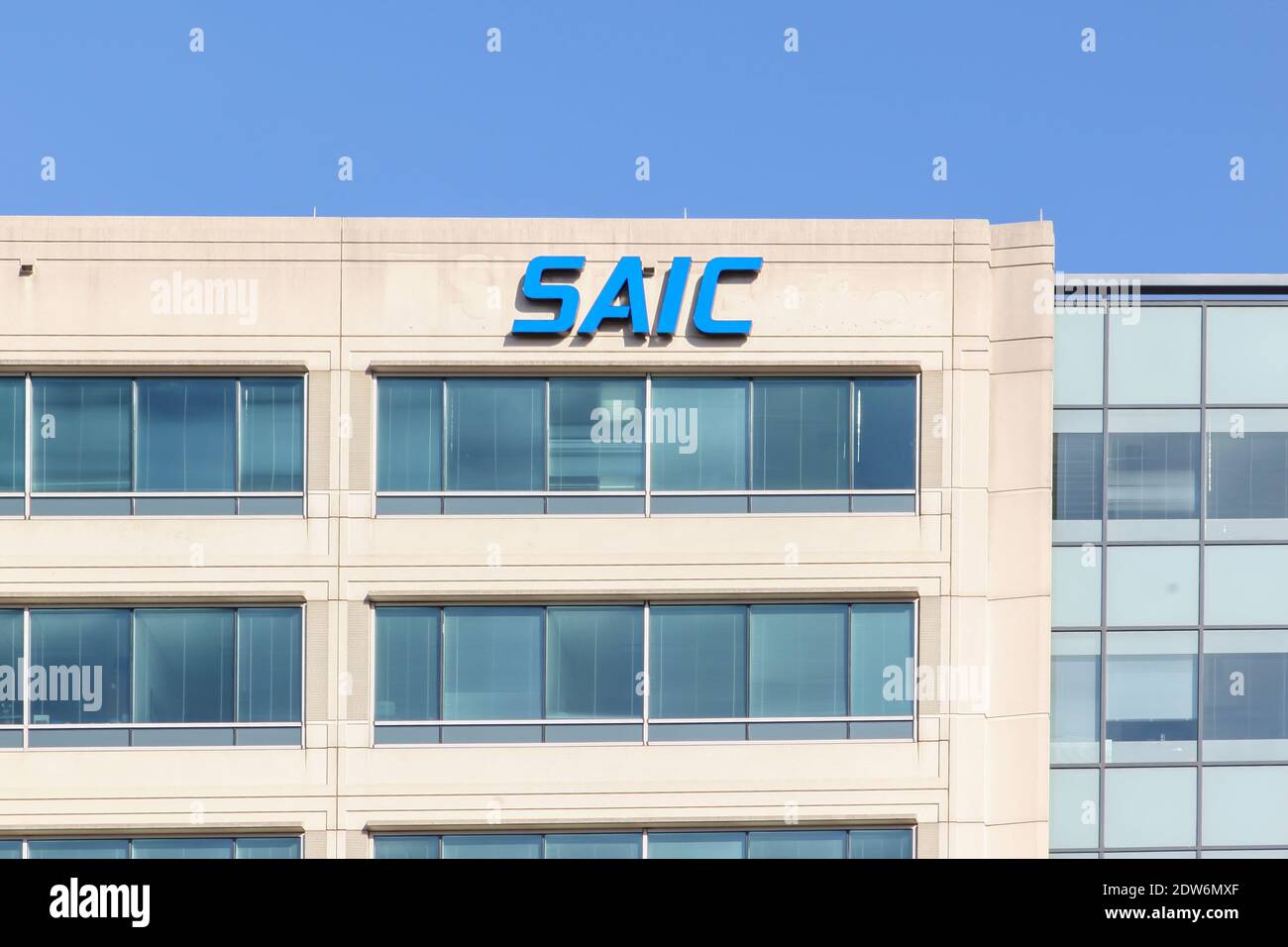 SAIC sign on the office building in Tysons Corner, Virginia, USA Stock ...