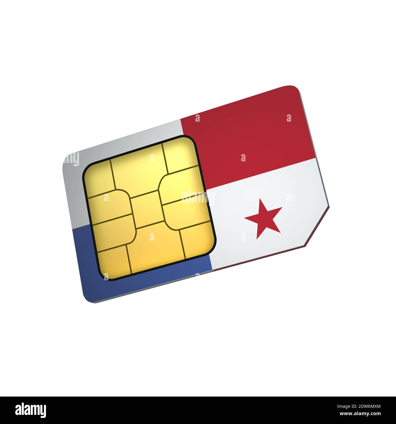3D mobile phone sim card chip with Flag of Panama isolated on a white ...