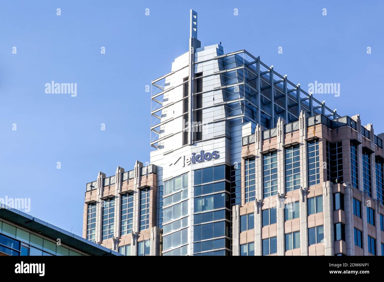 Leidos sign on their headquarters building in Reston, Virginia Stock ...