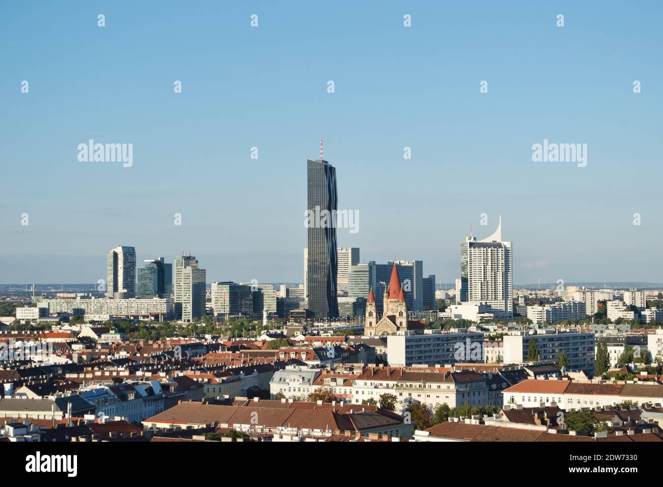 Old and new buildings in Vienna (Wien), Austria. A cityscape combining ...