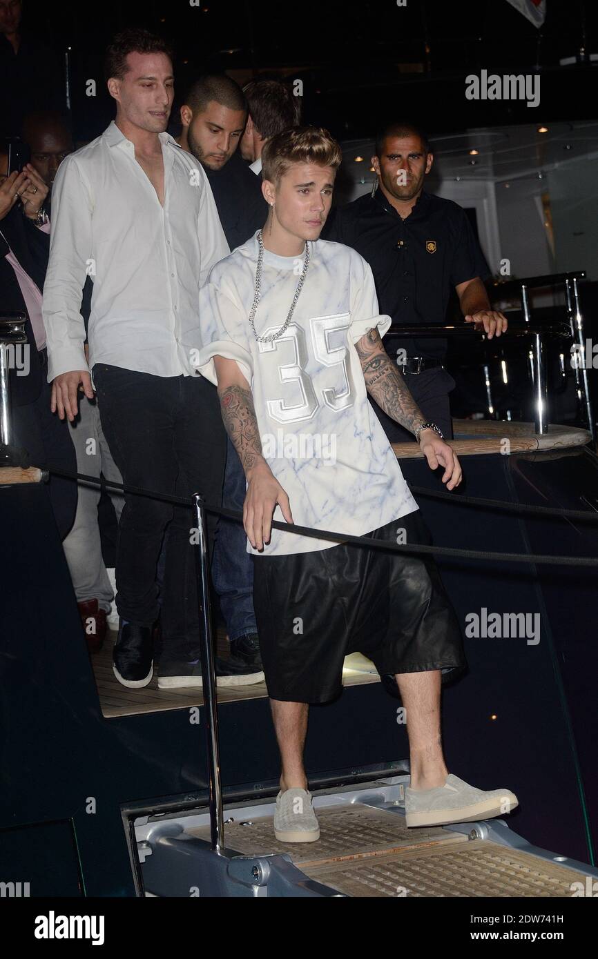 Justin Bieber attending the Roberto Cavalli boat party in Cannes ...