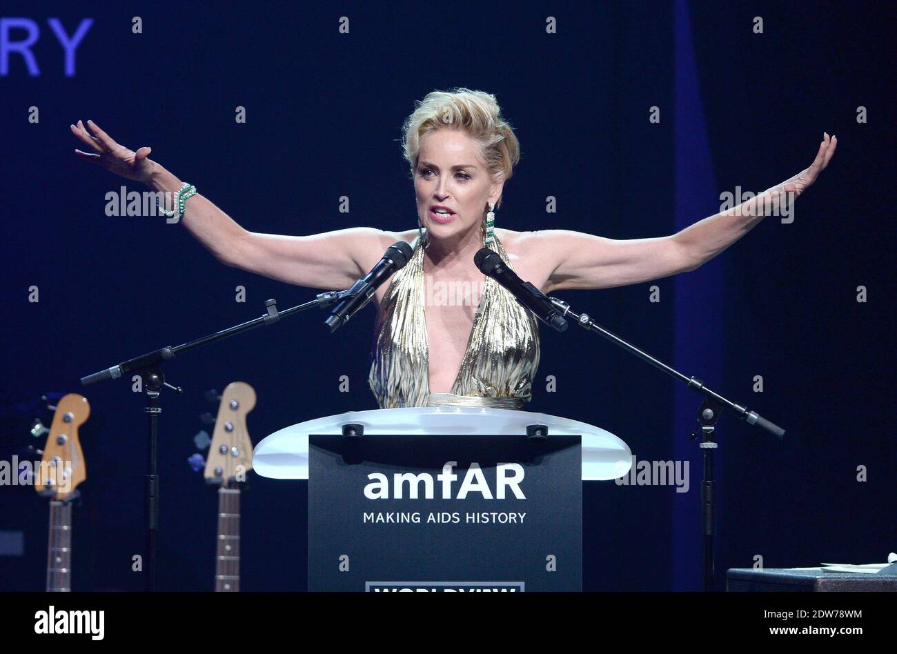 Sharon Stone attending the amfAR's 21st Cinema Against AIDS Gala ...