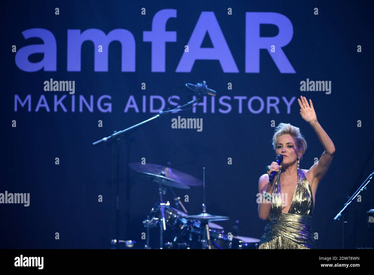 Sharon Stone attending the amfAR's 21st Cinema Against AIDS Gala ...