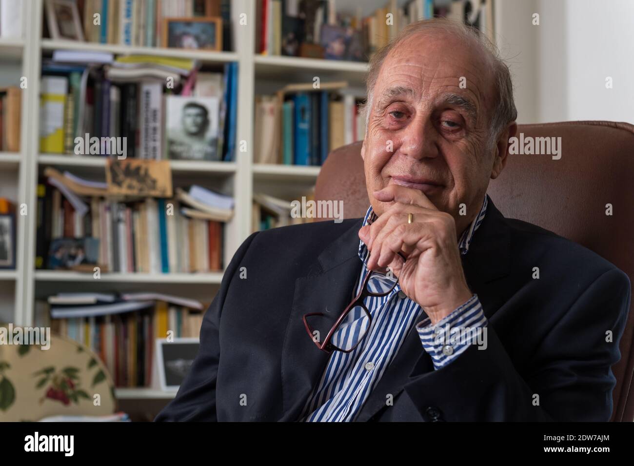 Jean Ziegler at home. Russin, Switzerland on May 12, 2014. Photo by ...