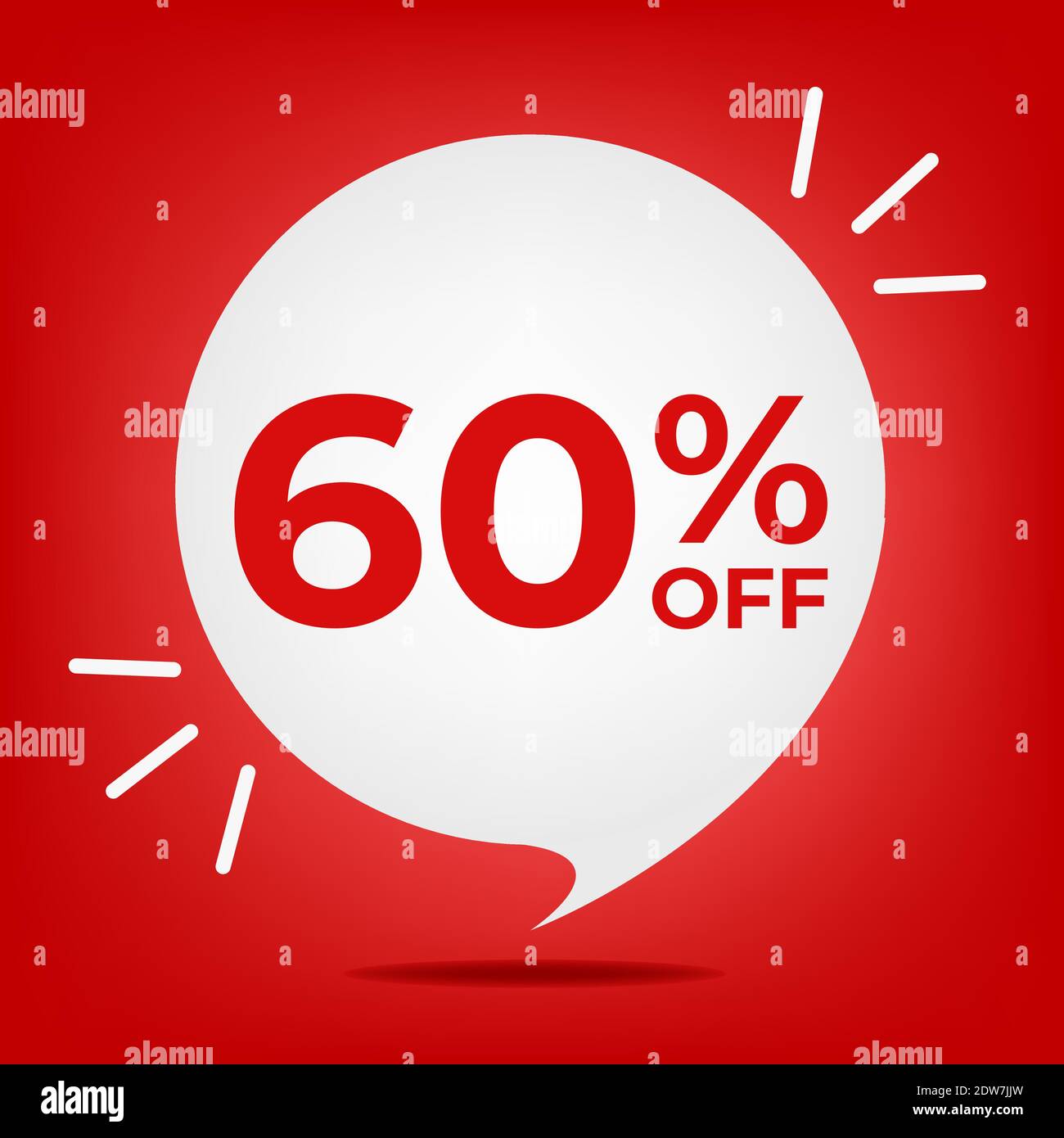 60 percent off. Banner with sixty percent discount. White bubble on a ...