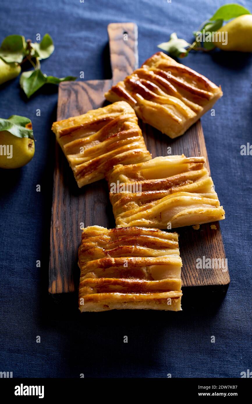 Sliced dartois with pears - french puff pastry tart with fruits and ...