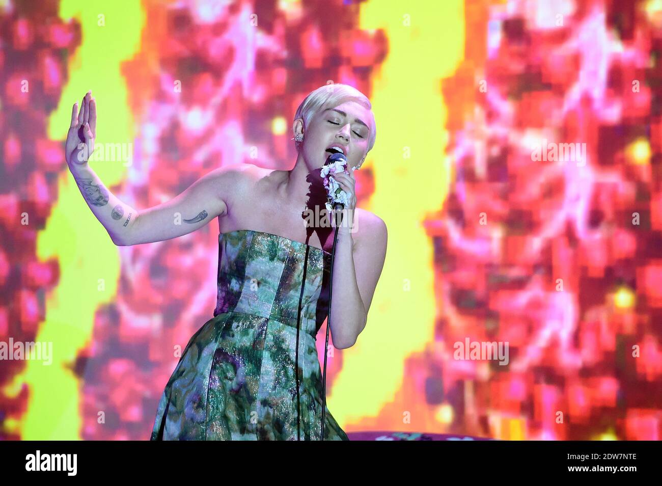 Miley Cyrus attending the World Music Awards held at the Sporting Club ...