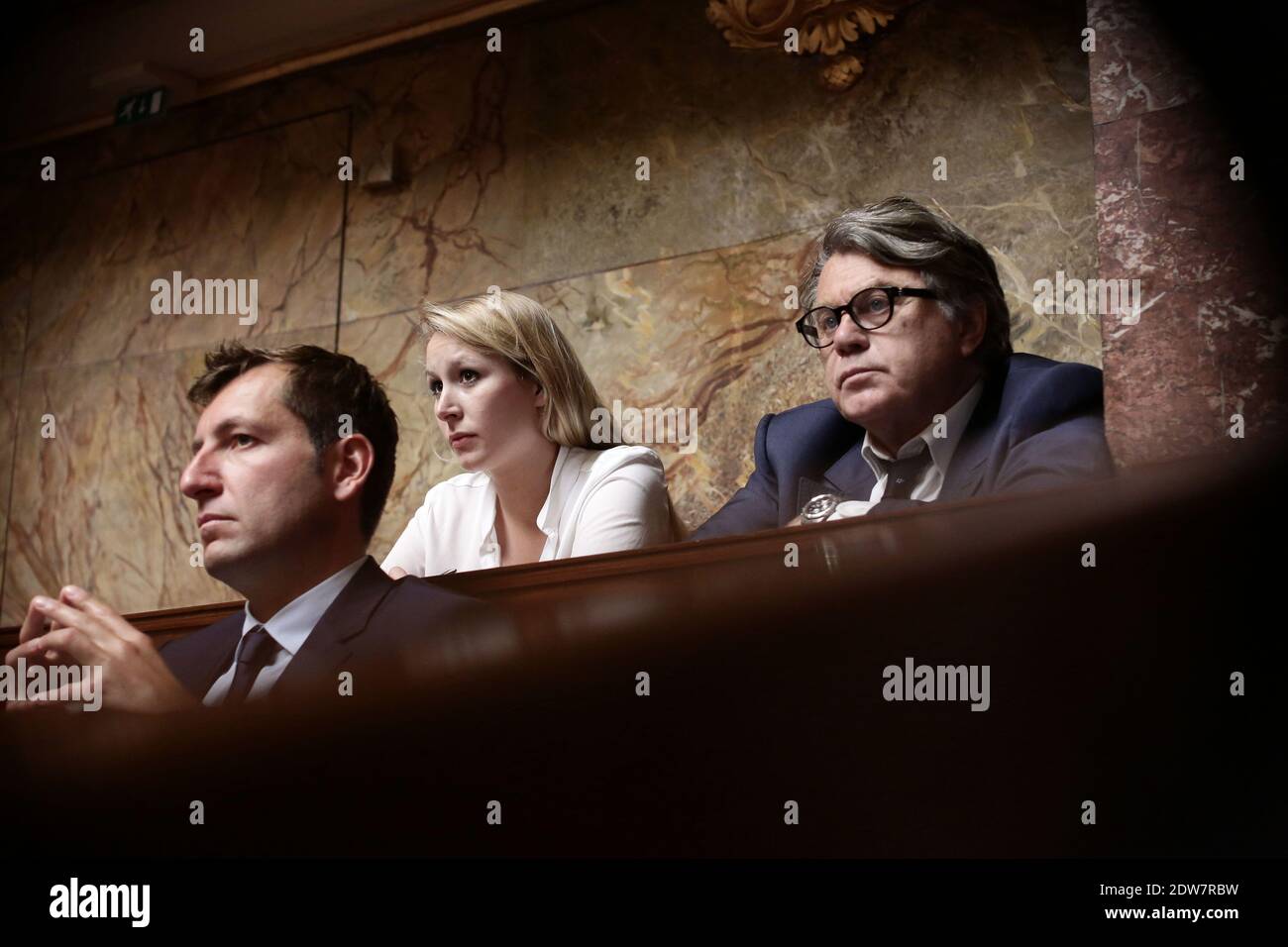 FN far-right party representative Marion Marechal-Le Pen and Gilbert ...