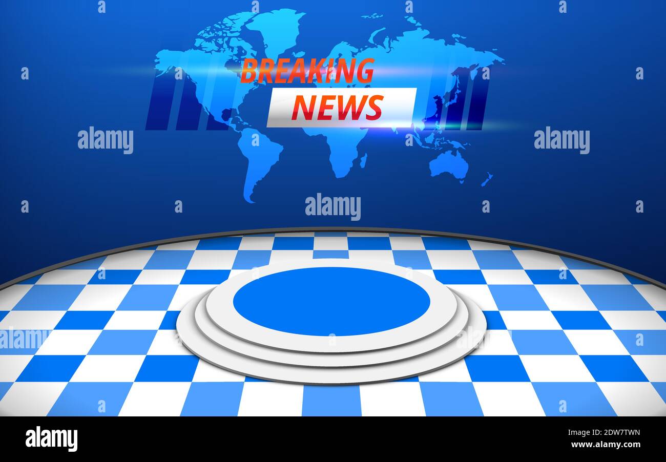 blue stage and breaking news on led screen background in the news ...