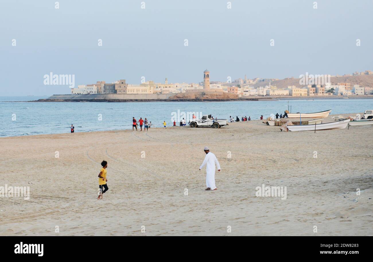 The picturesque beach in Sur, Oman Stock Photo - Alamy