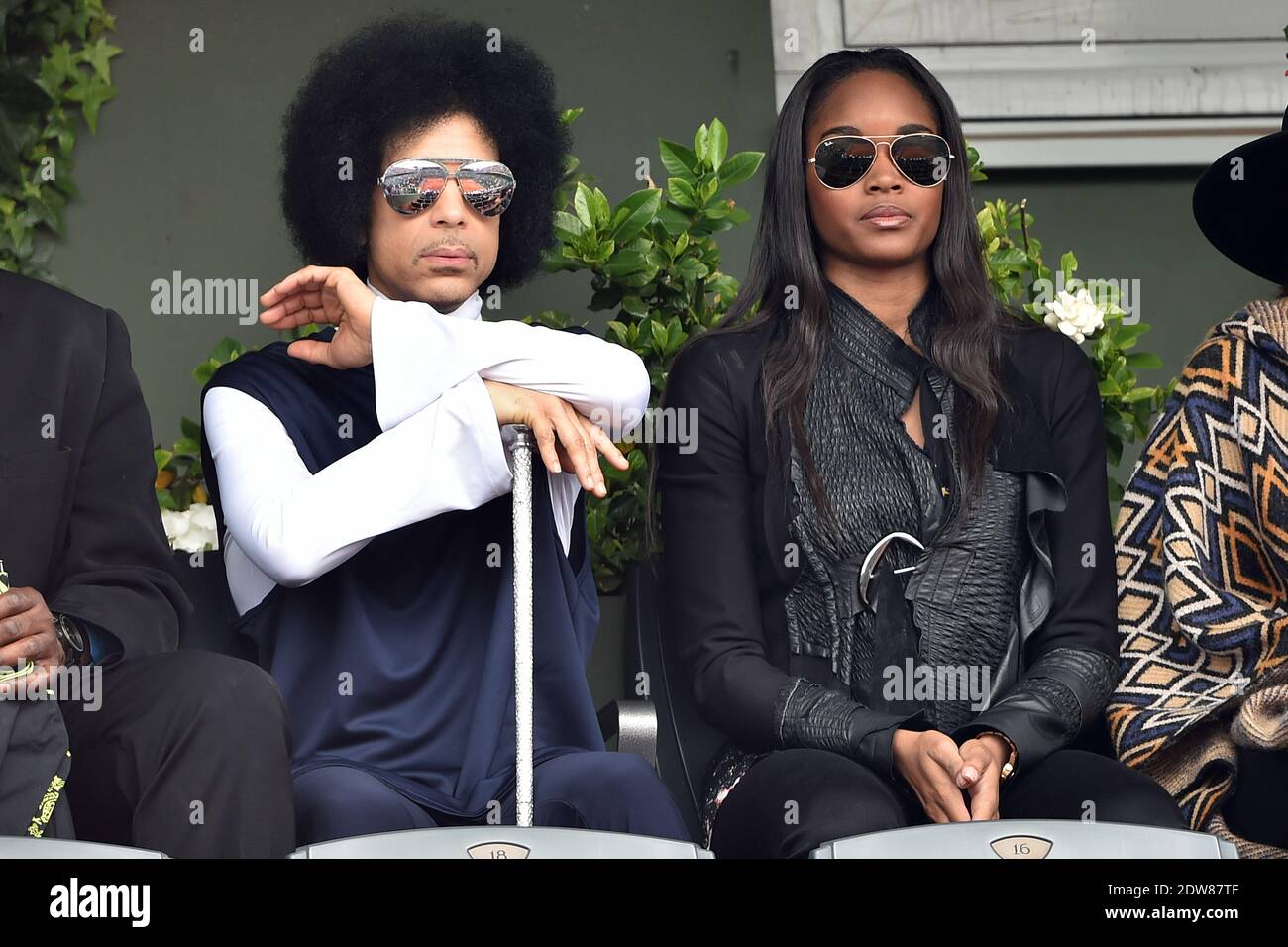 Singer Prince watches from the stands Spain’s Rafael Nadal playing ...