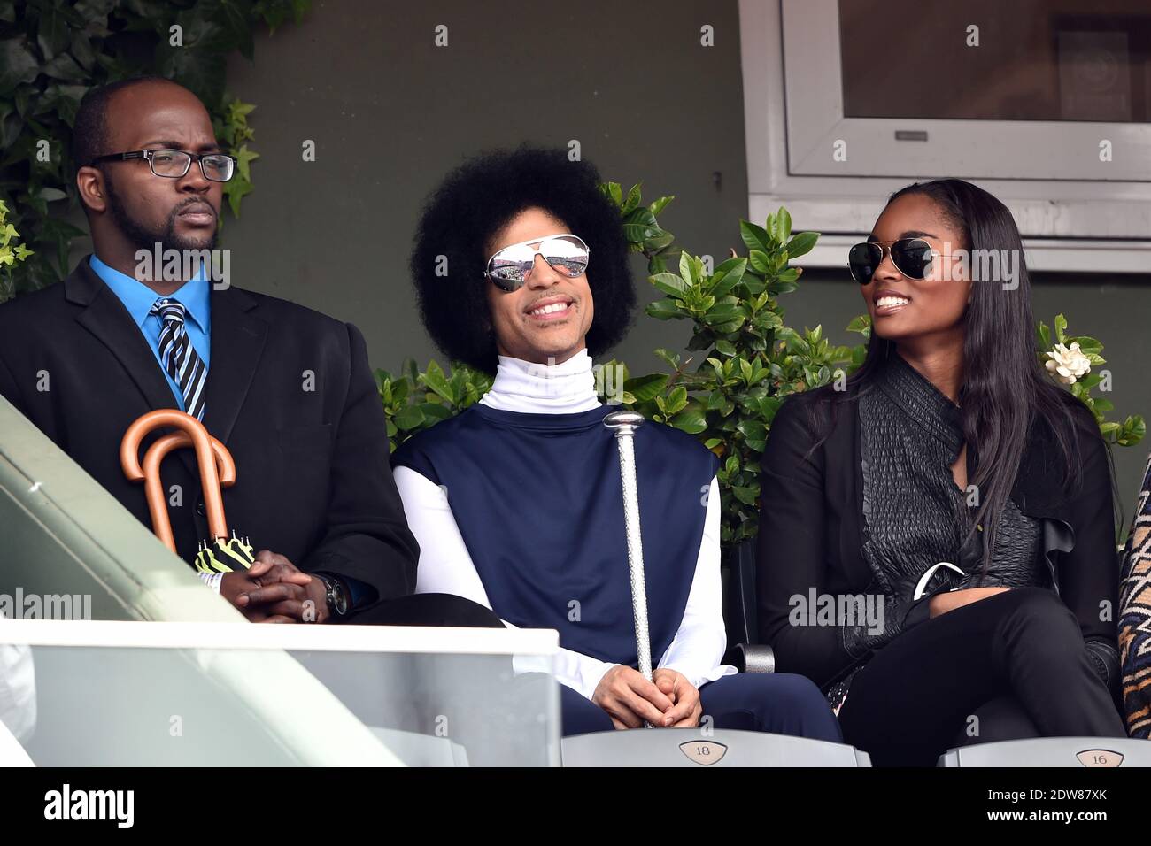 Singer Prince watches from the stands Spain’s Rafael Nadal playing ...