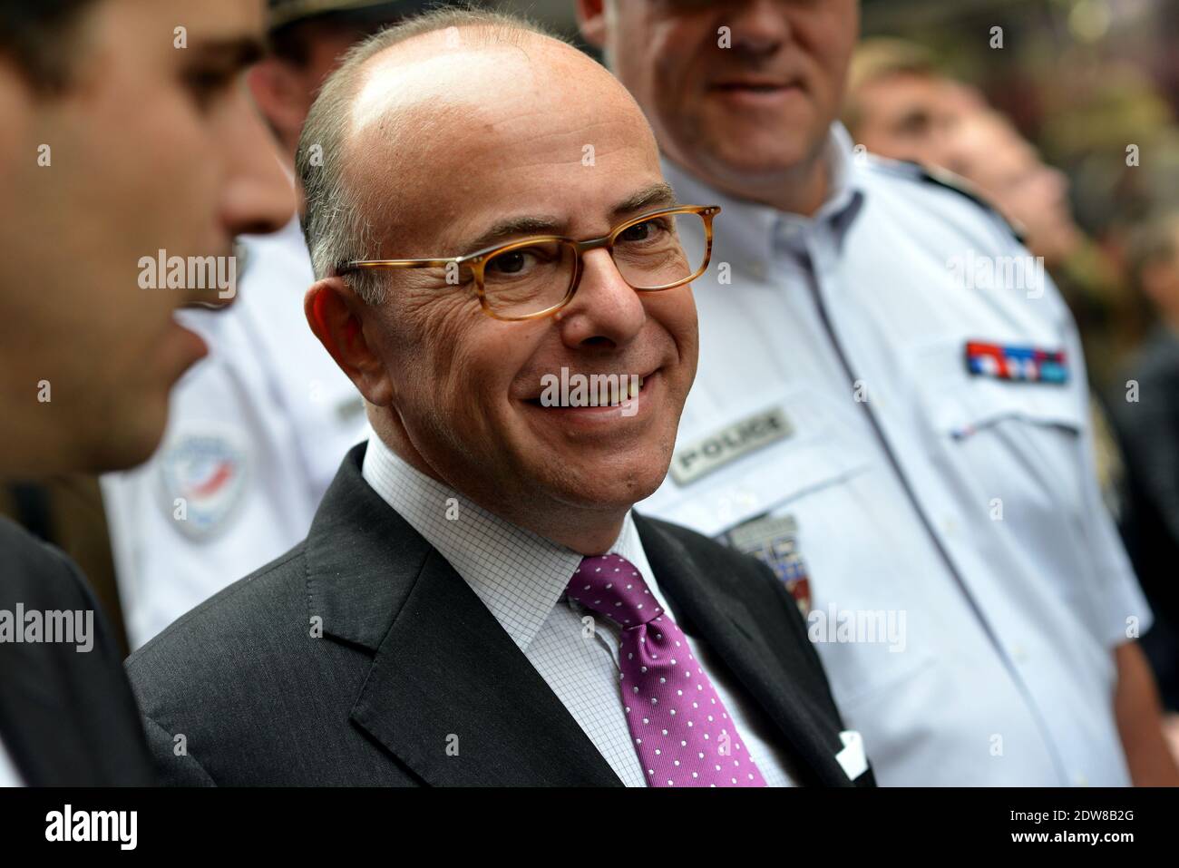 French Interior minister Bernard Cazeneuve with MP Mathieu Hanotin ...