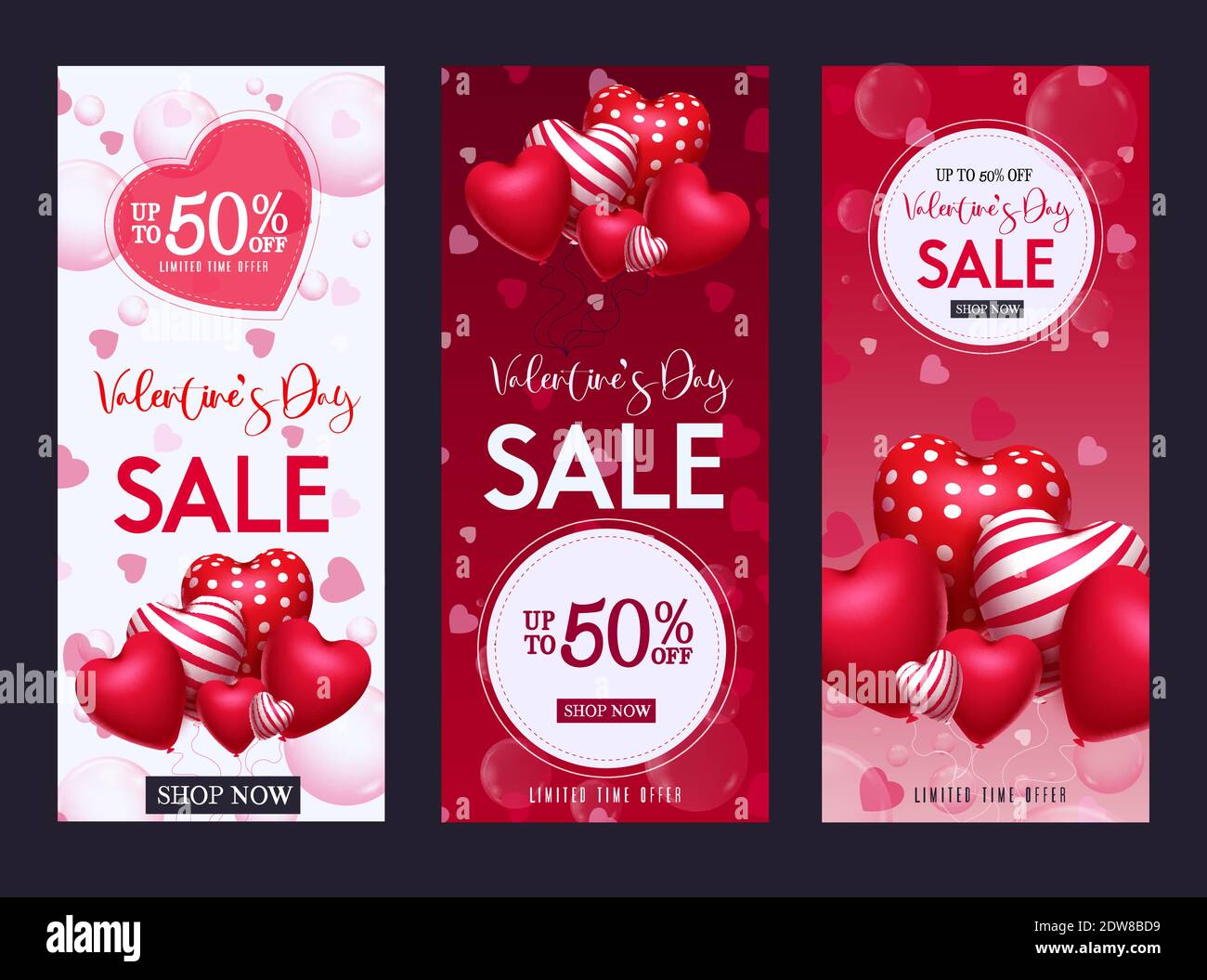 Valentine sale vector poster background. Valentine's day 50% off ...