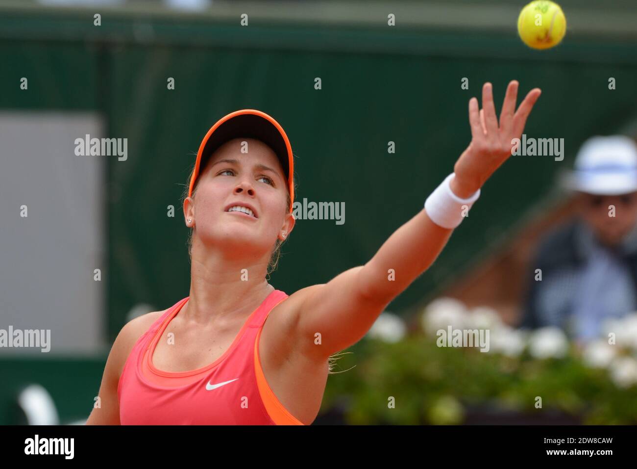 Canada's Eugenie Bouchard playing in the quarter final of the French ...