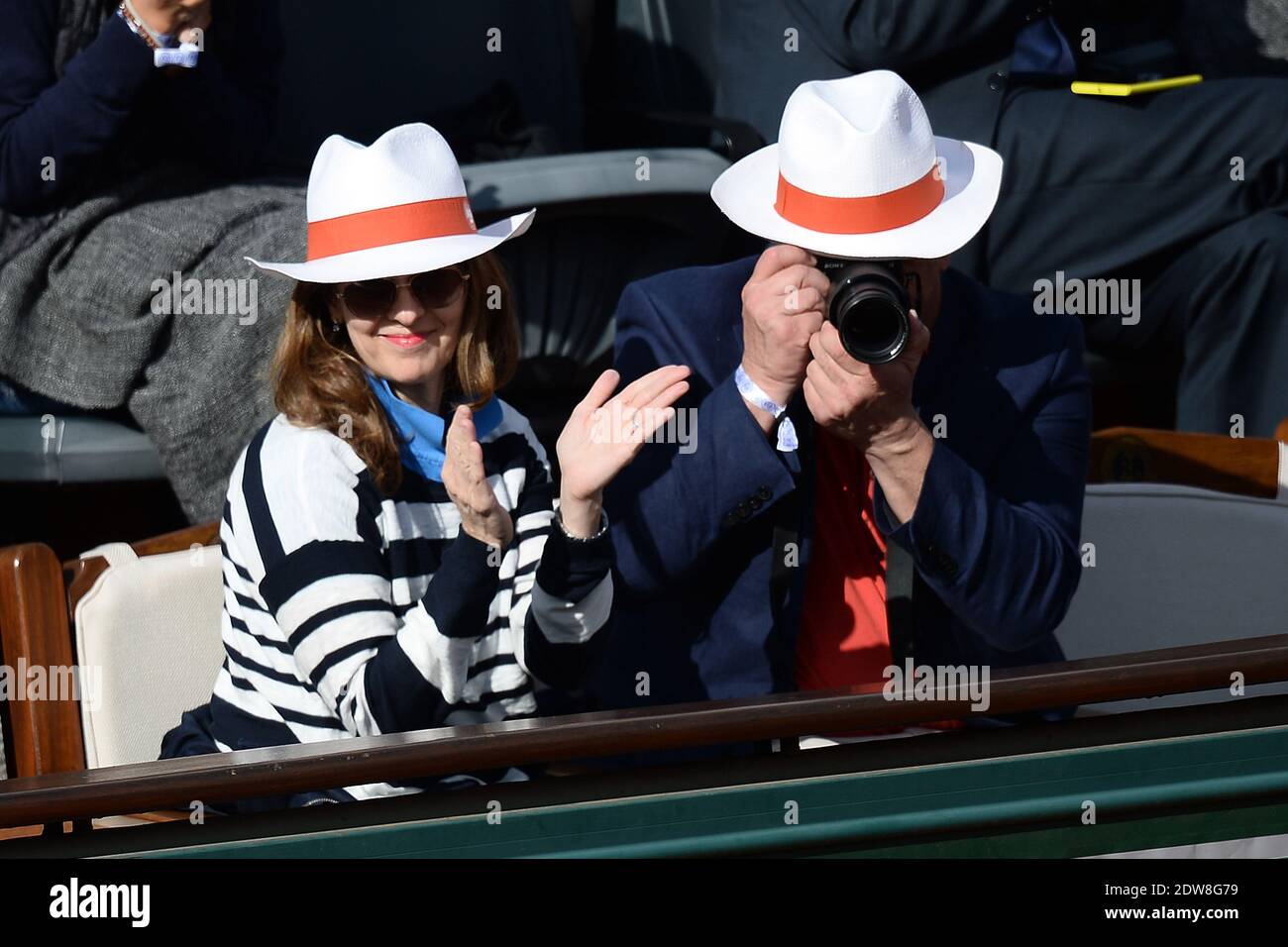 Greg Lemond and his wife Kathy attending Day 12 of the French Open 2014 ...