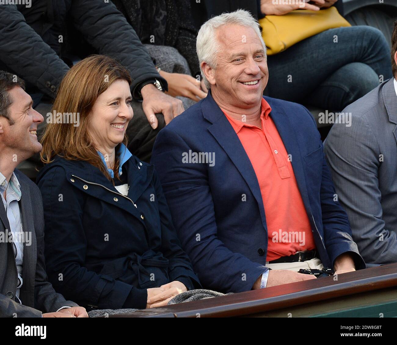 Greg Lemond and his wife Kathy attending Day 12 of the French Open 2014 ...