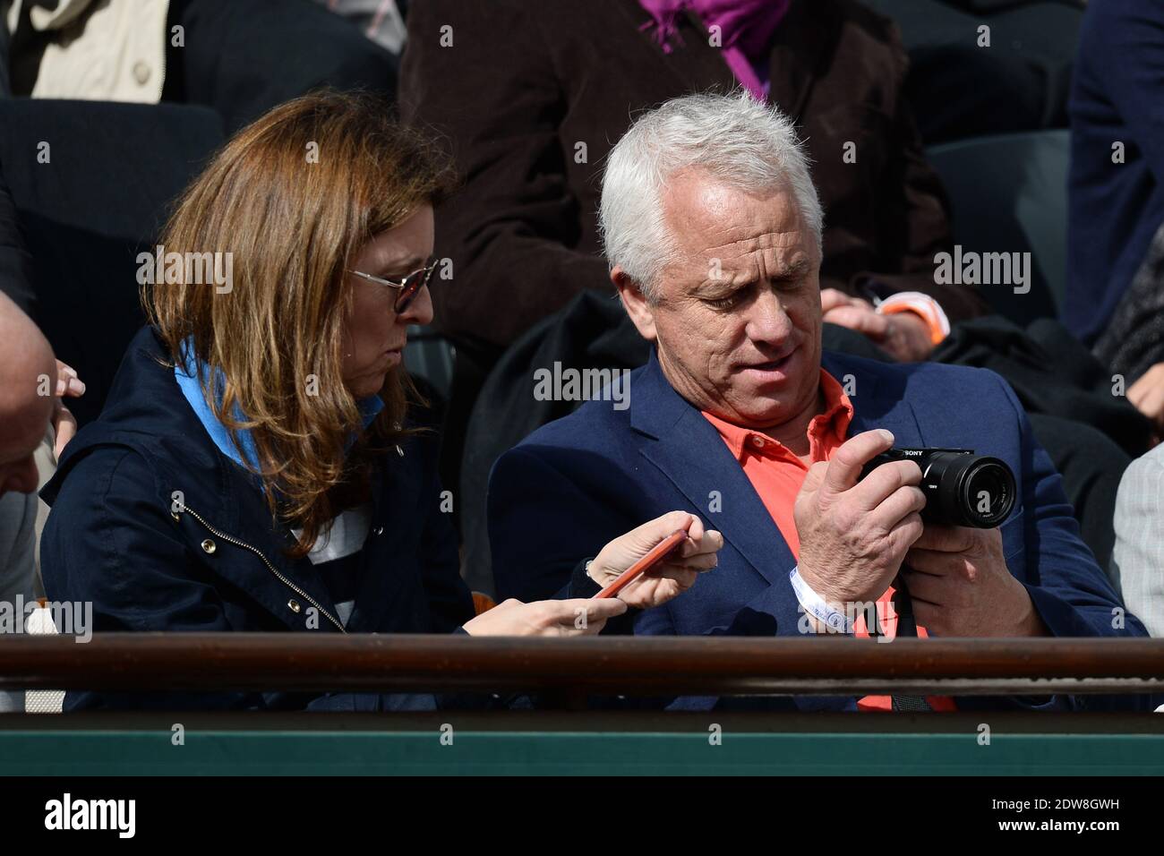 Greg Lemond and his wife Kathy attending Day 12 of the French Open 2014 ...