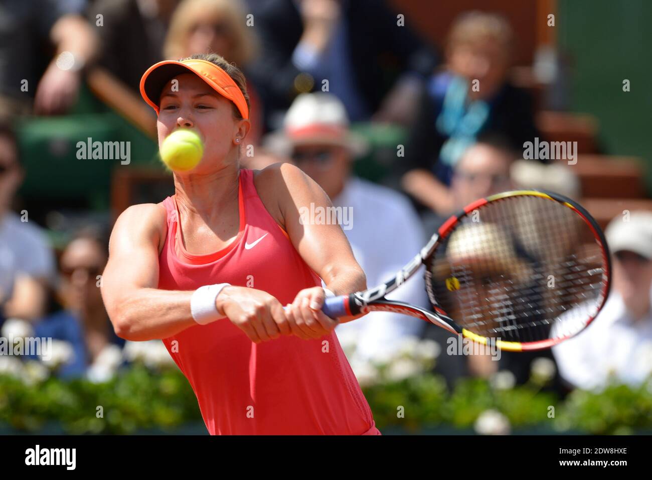 Canada's Eugenie Bouchard playing in the 1/2 of final of the French ...