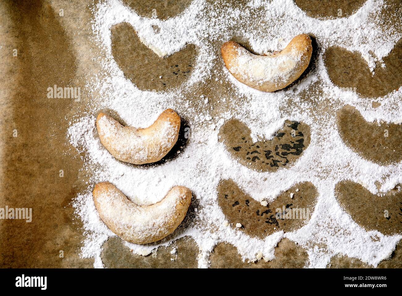 Homemade traditional Christmas shortcrust cookies vanilla crescents ...