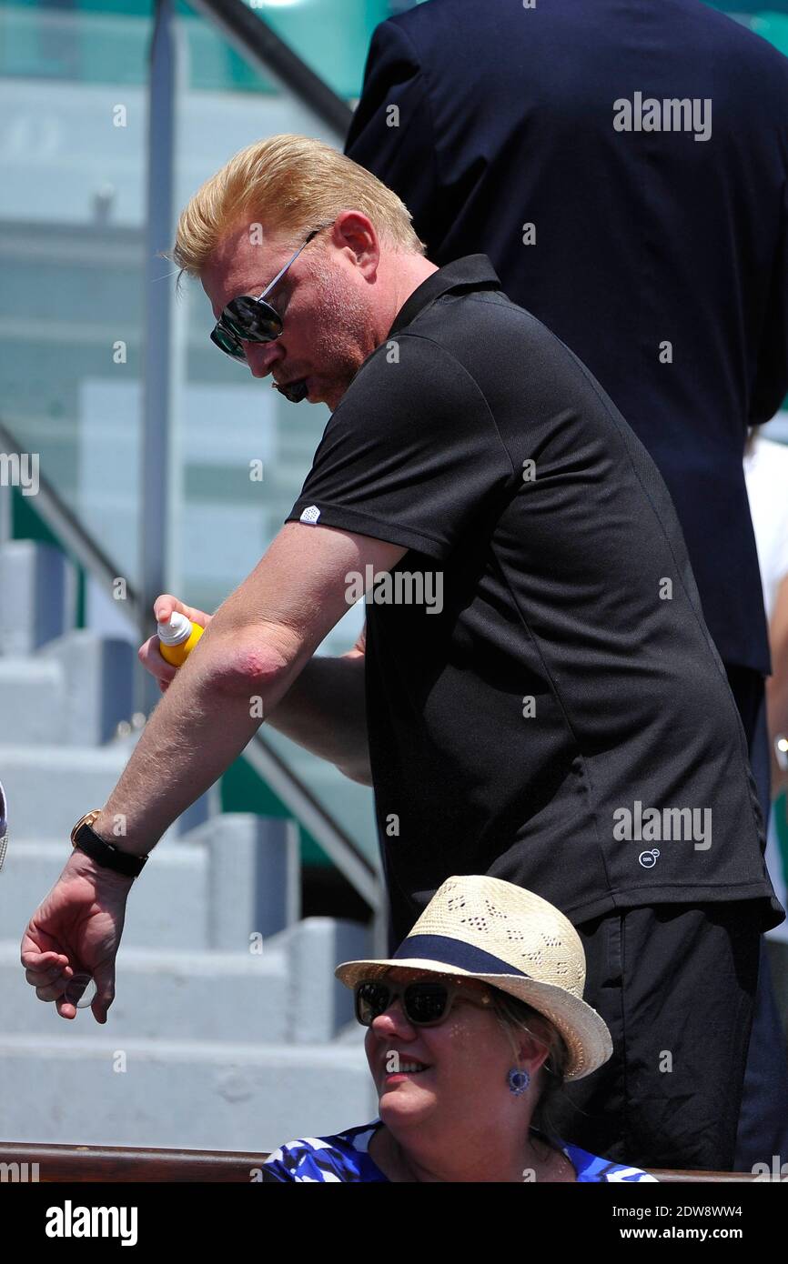 Boris Becker attending a French tennis Open semi-final match at the ...