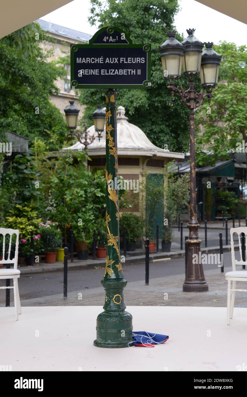 Illustration of Flower Market in Paris, France, on June 07, 2014. A ...