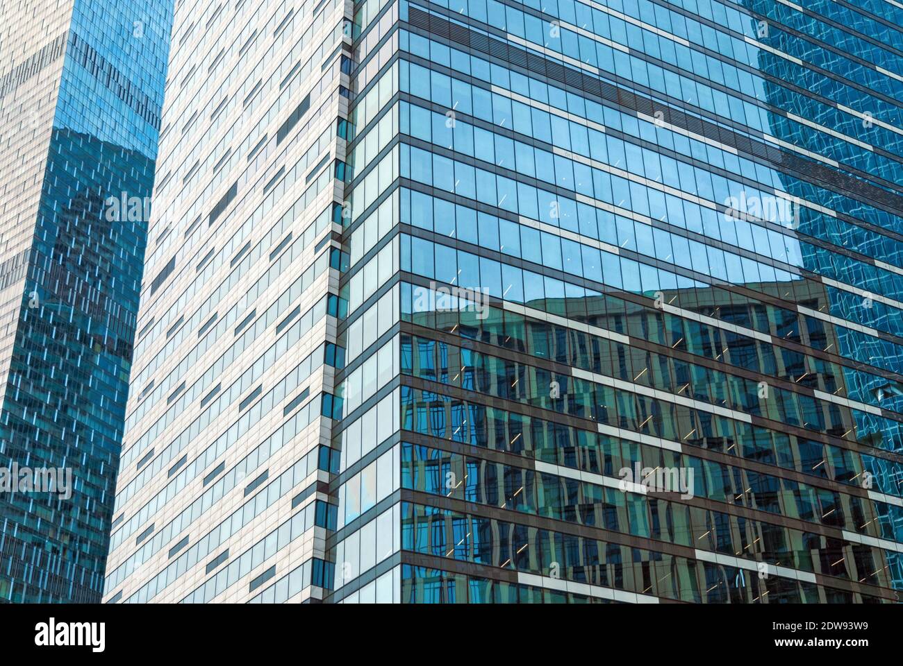modern urban architecture, glazed building walls and corners with ...
