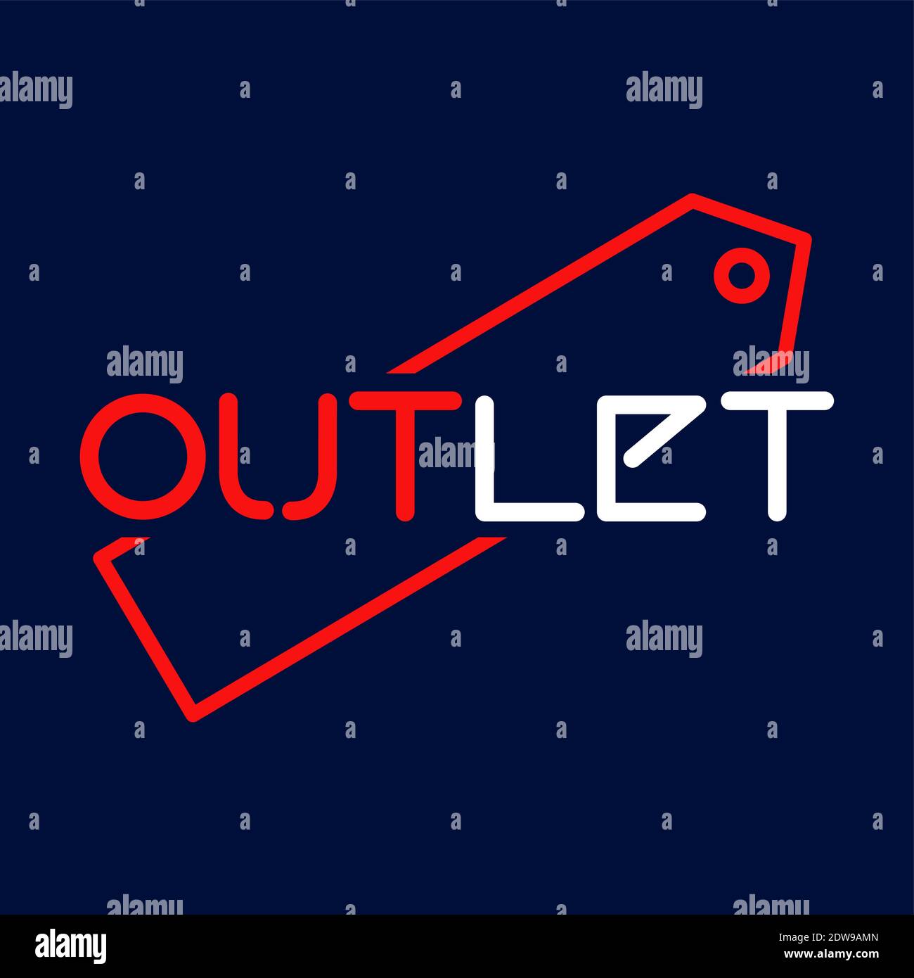 Outlet store banner. Blue and red model for sales and promotions Stock ...