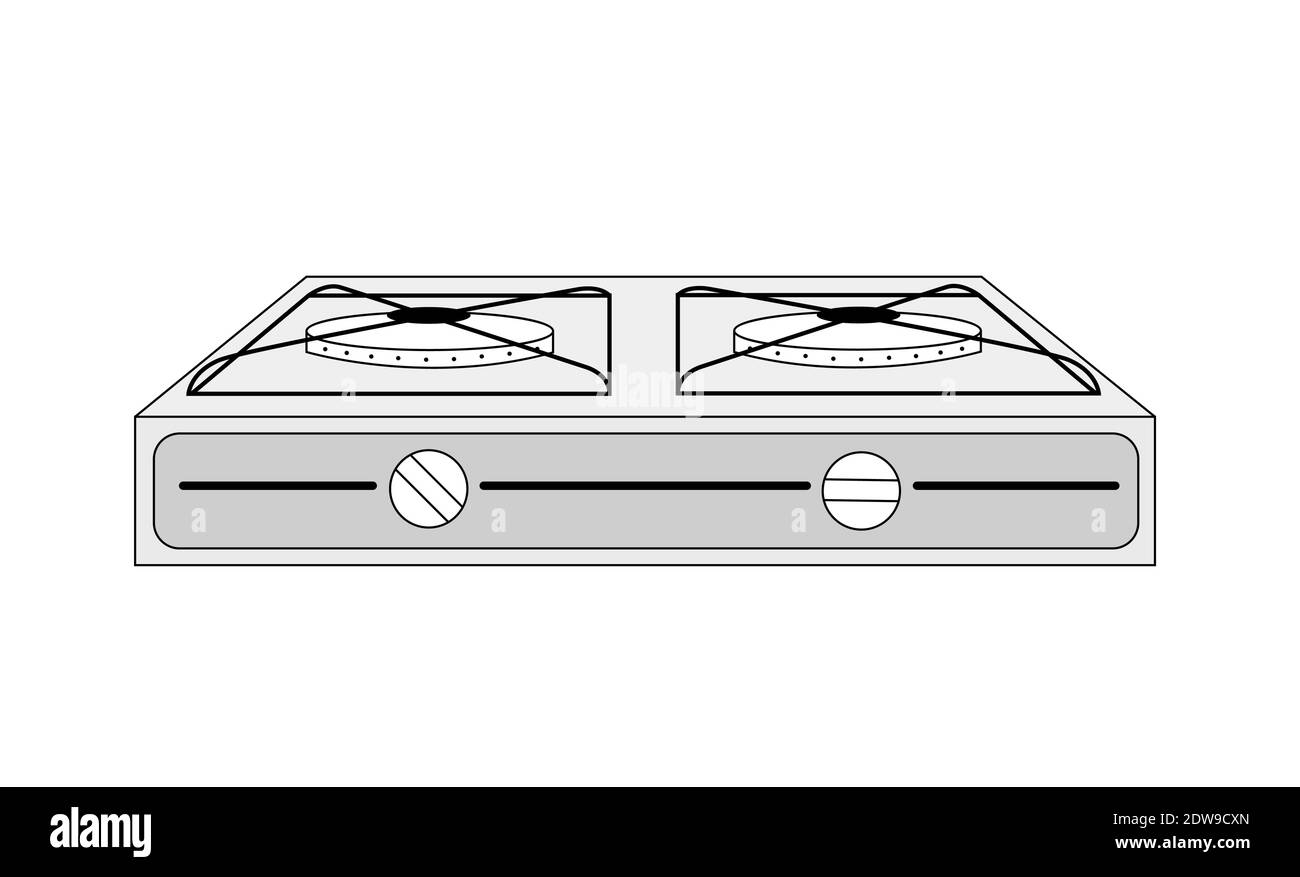 Two-burner stove on a white background Stock Vector Image & Art - Alamy