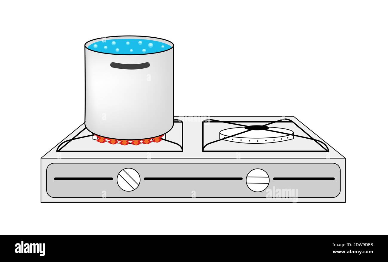 Boiling Pot On Stove Drawing