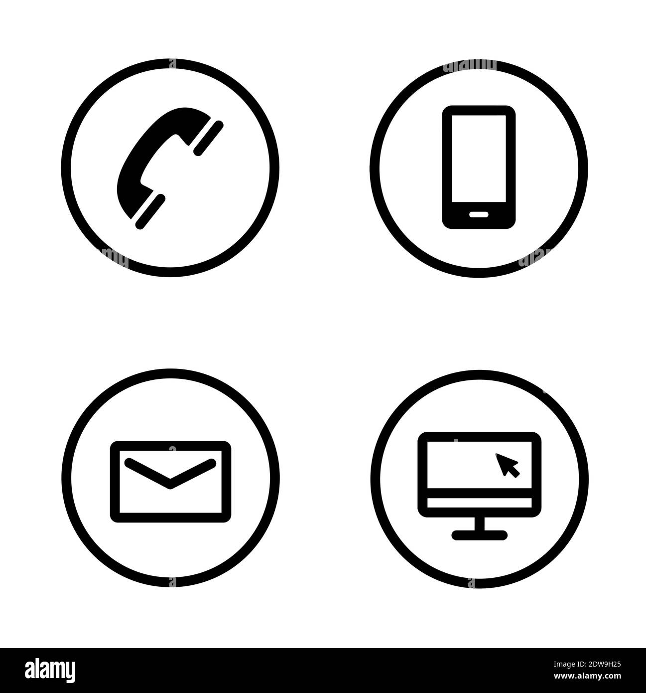 Contact icons. Set with phone, smartphone, e-mail and website on a ...