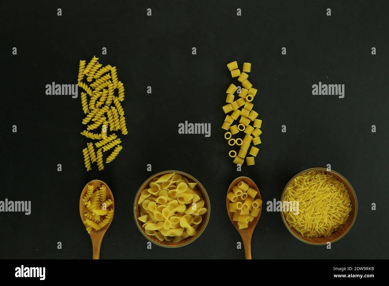 ingredients for homemade pasta. Food background: macaroni, spagetti ...