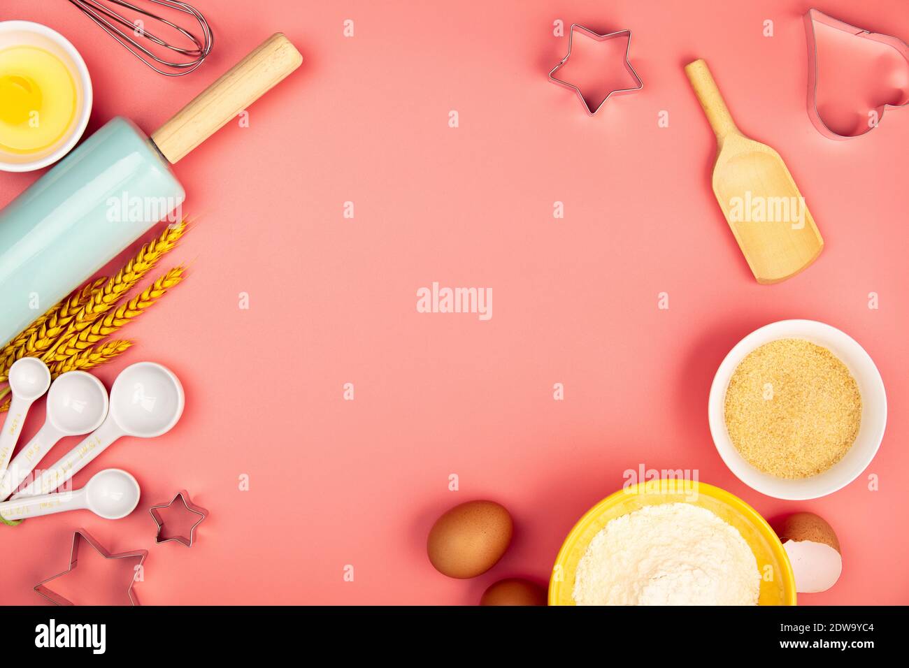 Baking or cooking background frame. Ingredients, kitchen items for ...