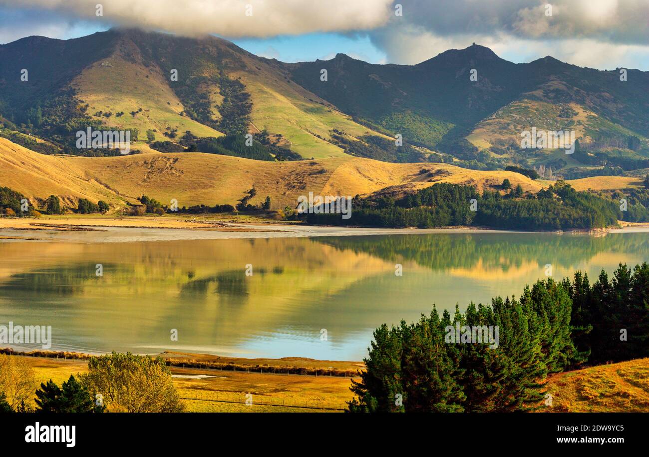 Stunning rural countryside views of Banks Peninsula the hills and ...