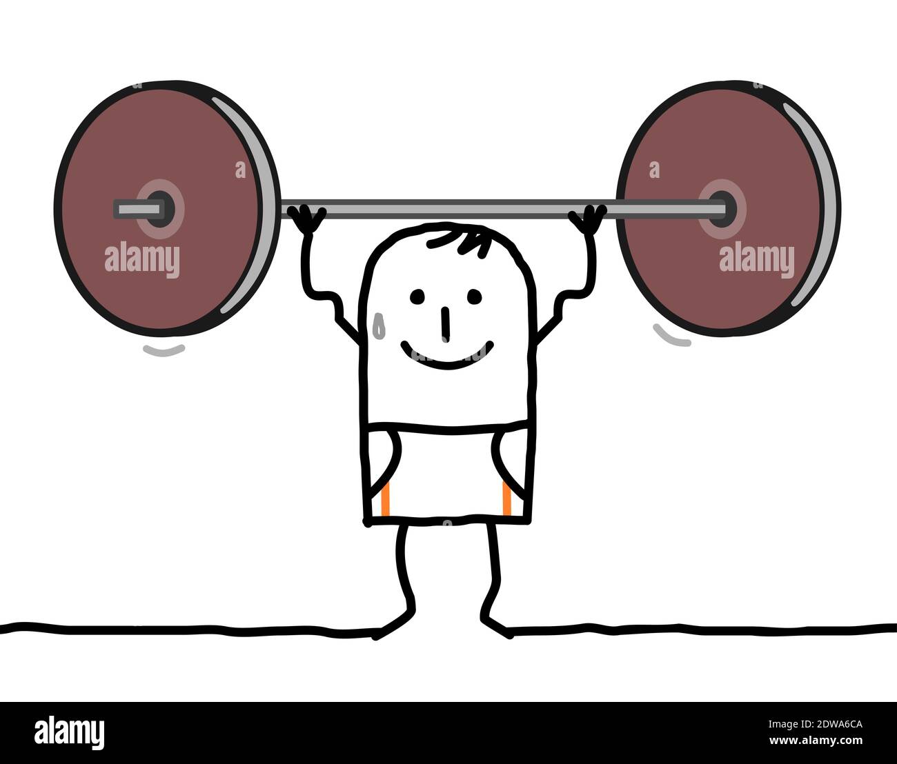 Hand drawn Cartoon Strong and sporty Boy with big Weights Stock Vector ...