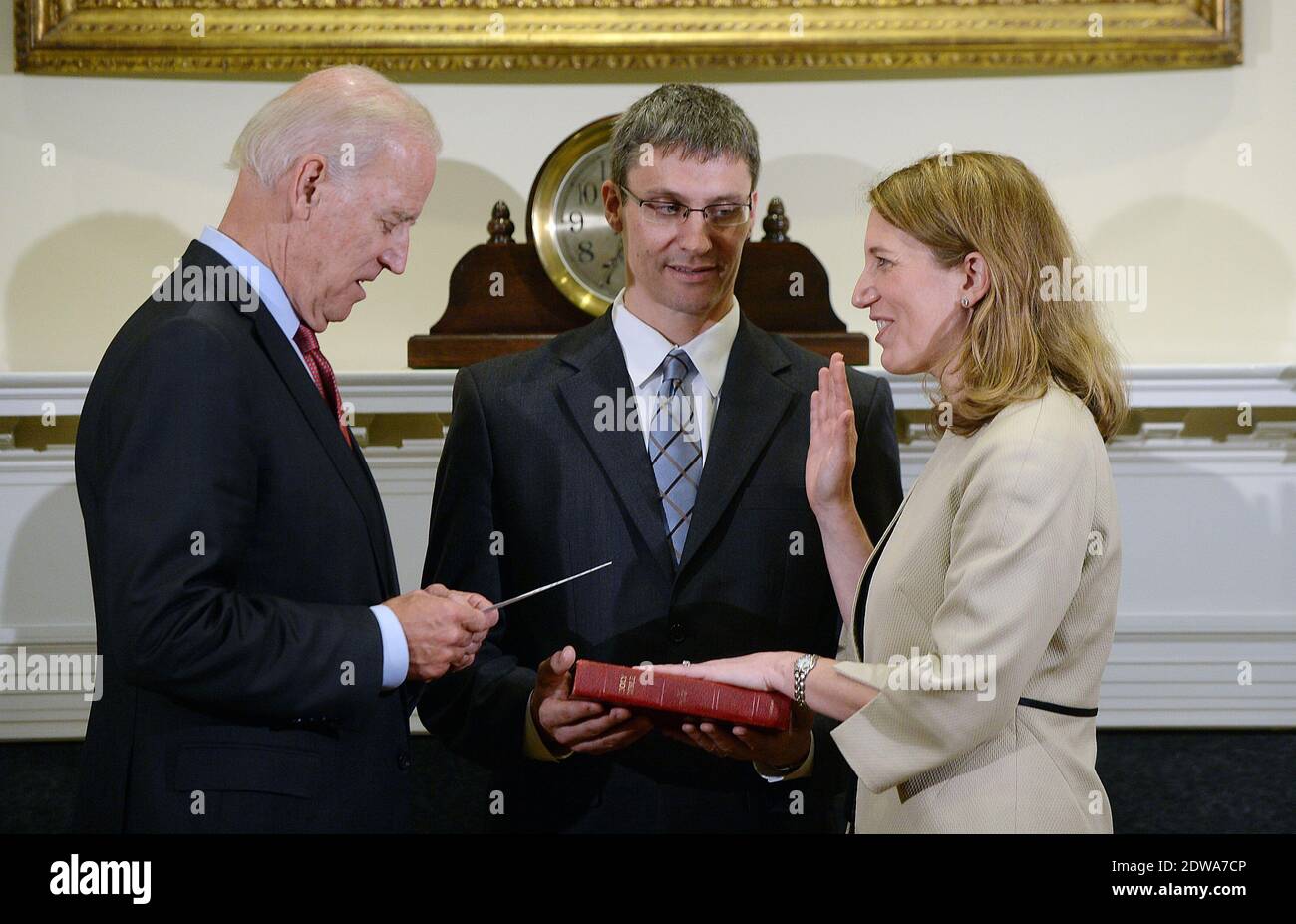 US Vice President Joe Biden (L) participates in a ceremonial swearing ...