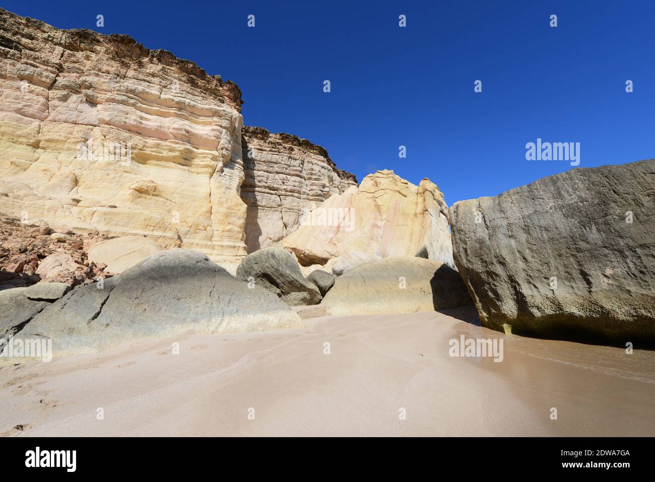 The beautiful beach at the Ras al Jinz Turtle Reserve in Oman Stock ...